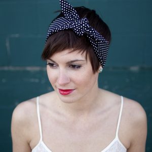 Rockabilly Headband: black with white polka dots - Maple and Oak Designs